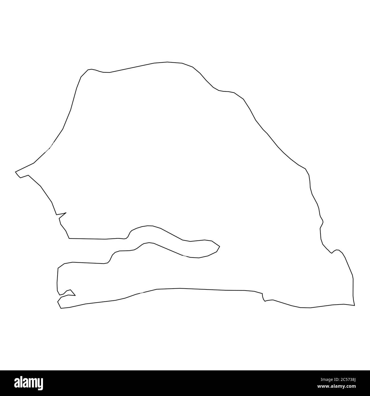 Senegal - solid black outline border map of country area. Simple flat ...