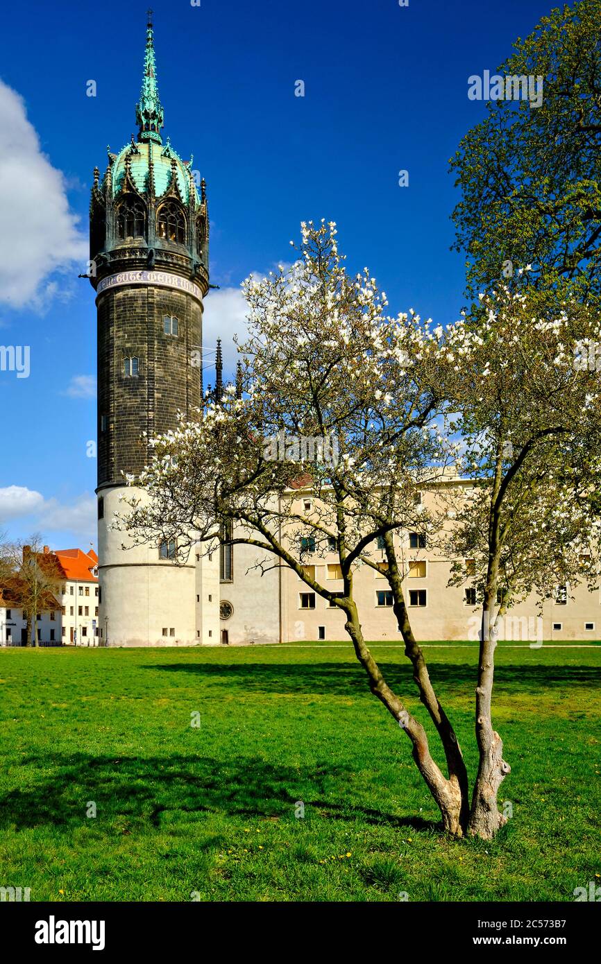 Castle and castle church in Wittenberg, Saxony-Anhalt, Germany Stock ...