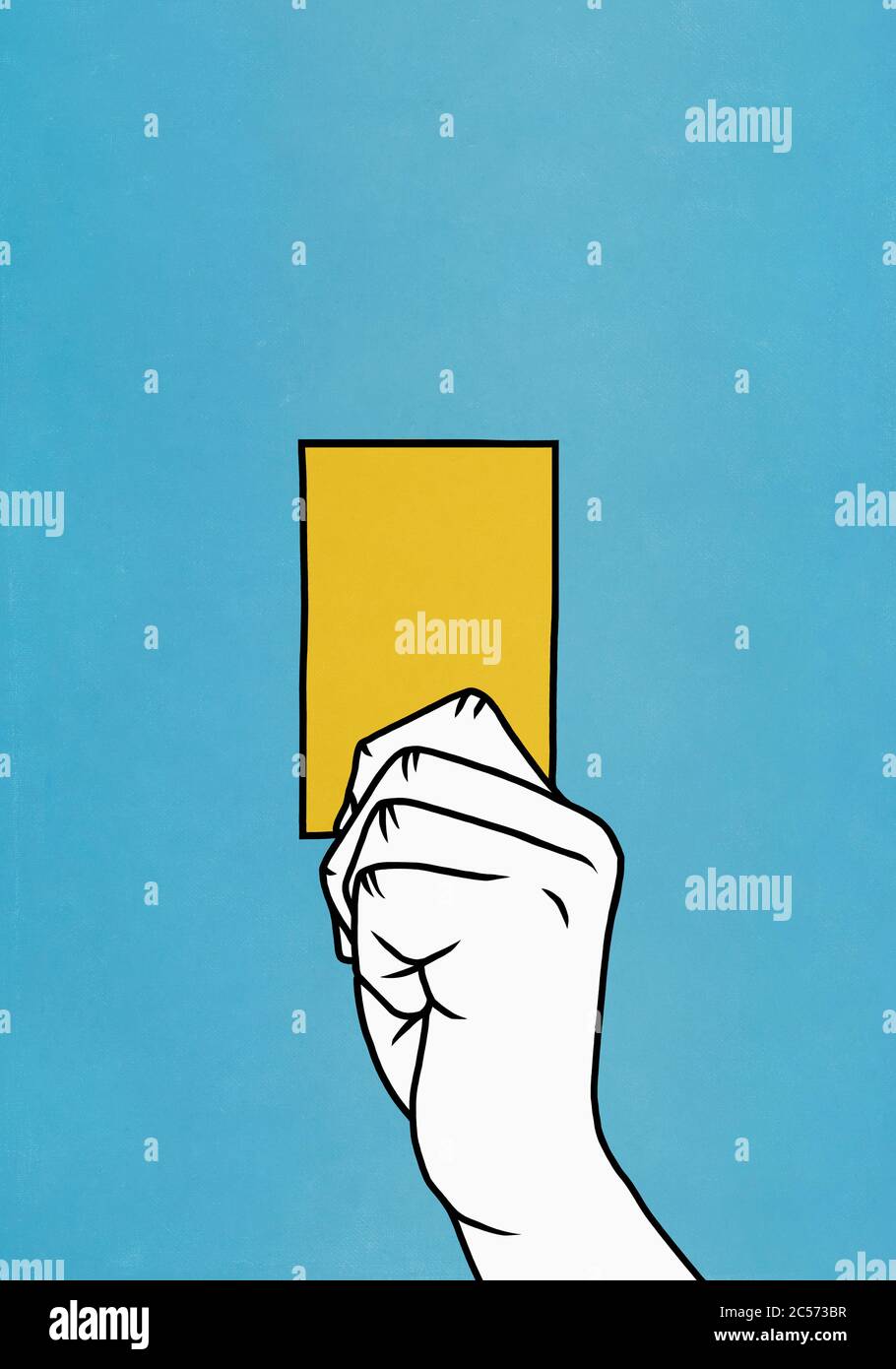 Hand holding yellow card Stock Photo - Alamy