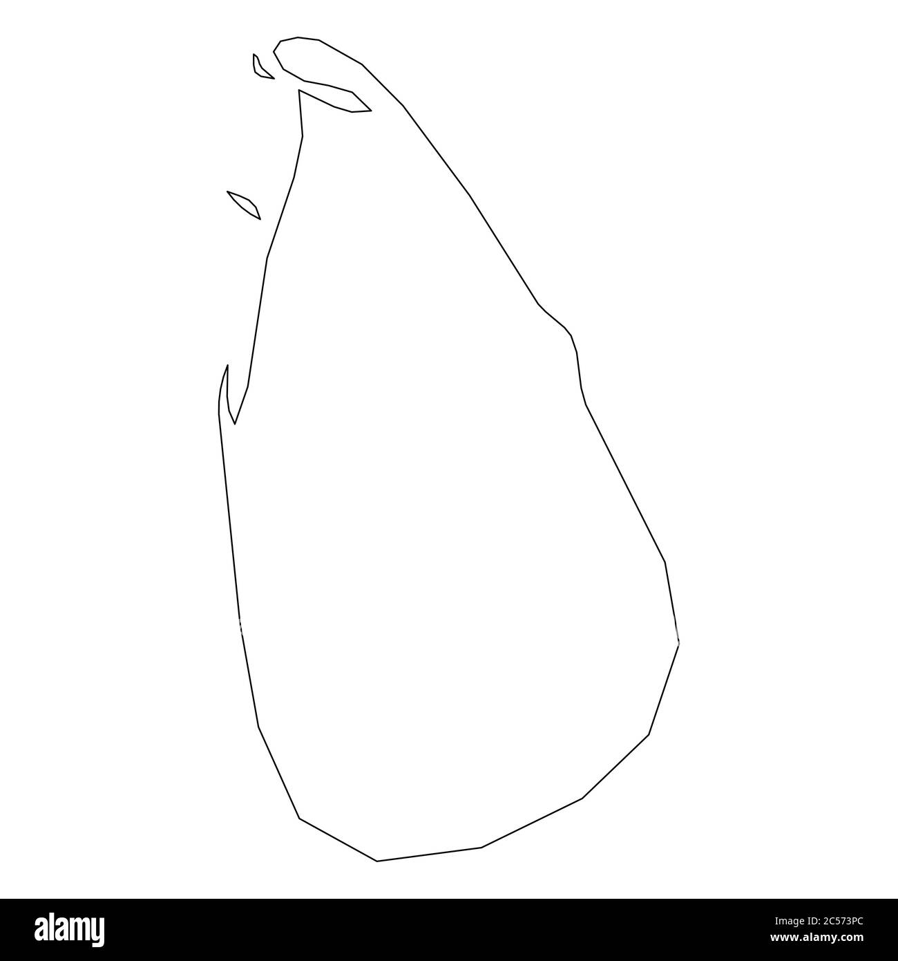 Sri Lanka - solid black outline border map of country area. Simple flat ...
