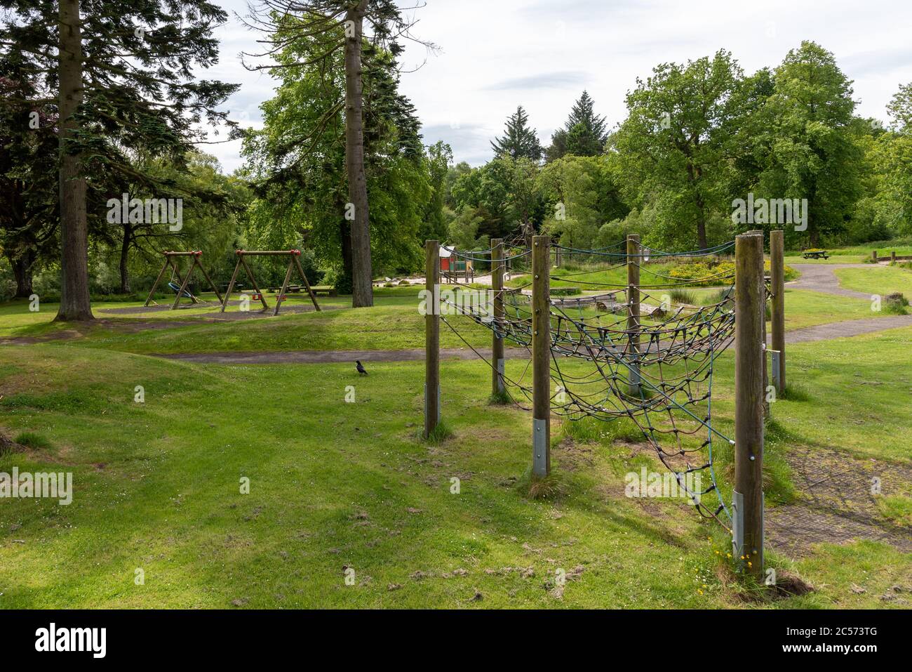 Beautiful green park with different playground activities Stock Photo ...