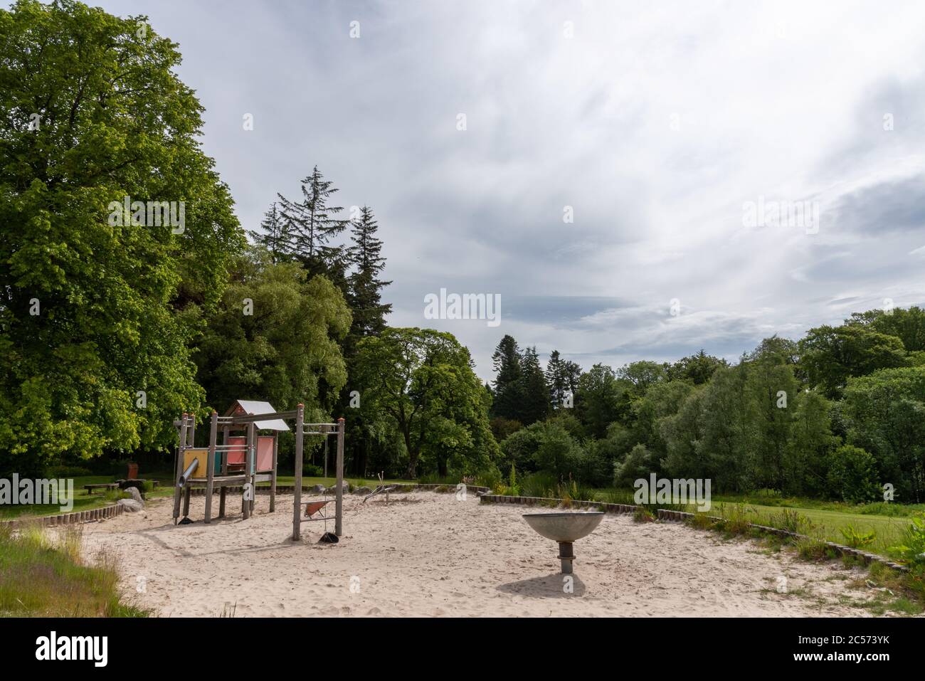 Beautiful green park with different playground activities Stock Photo ...