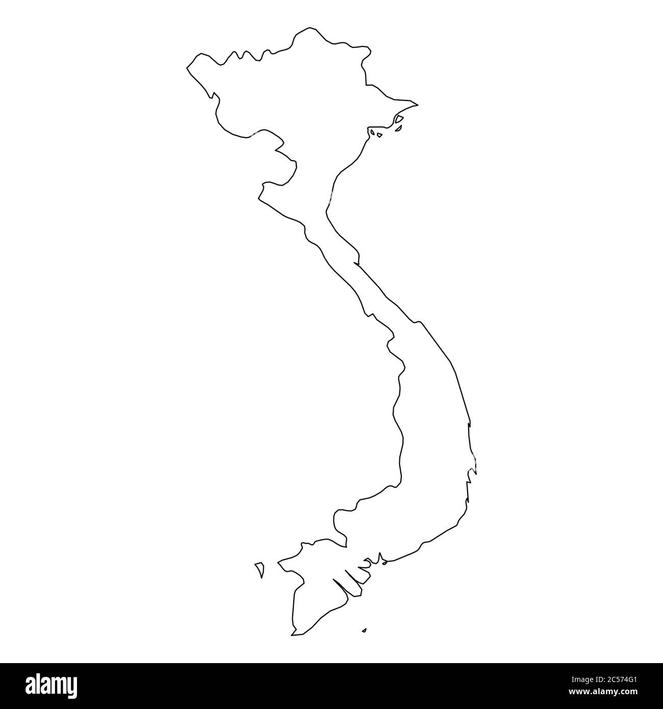 Vietnam - solid black outline border map of country area. Simple flat ...