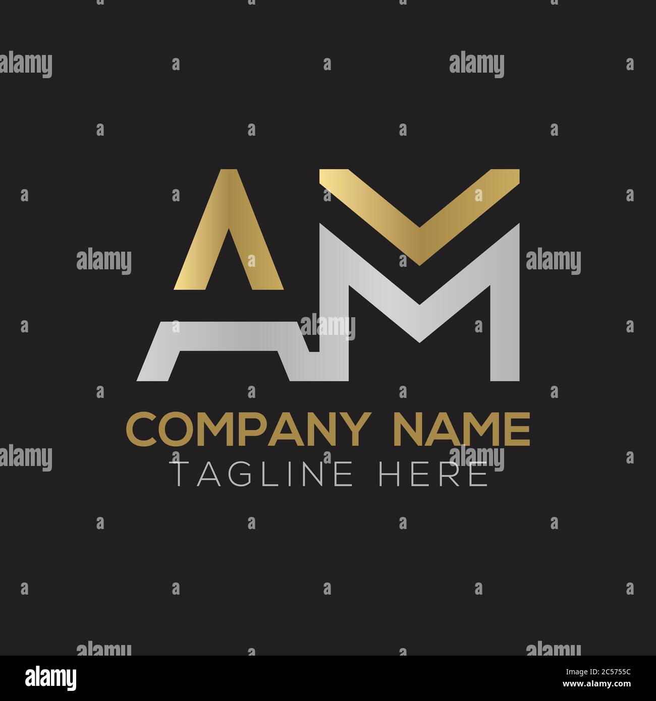 Initial AM Letter Logo Design Modern Business Typography Vector ...