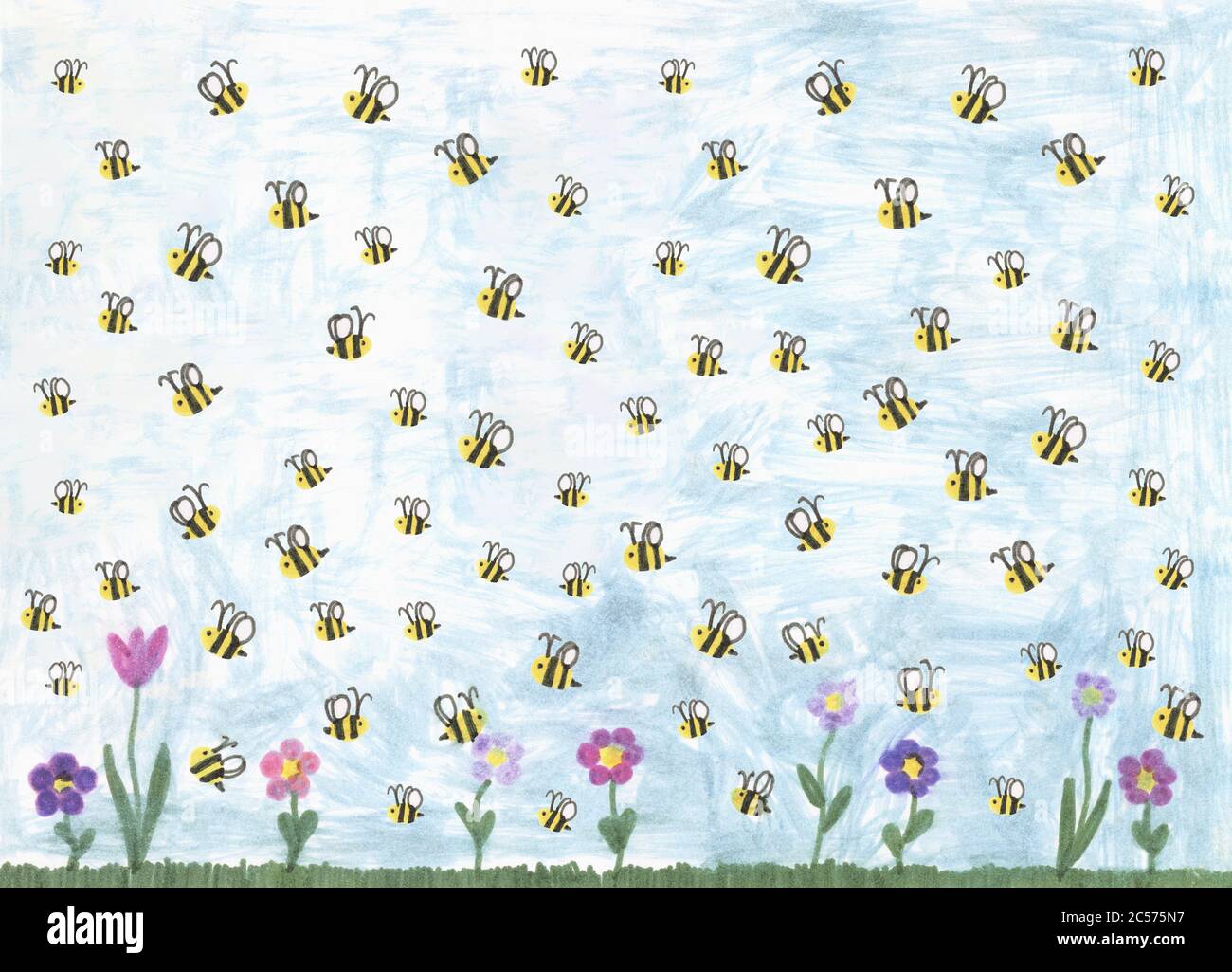 Flower and bee drawings hi-res stock photography and images - Alamy