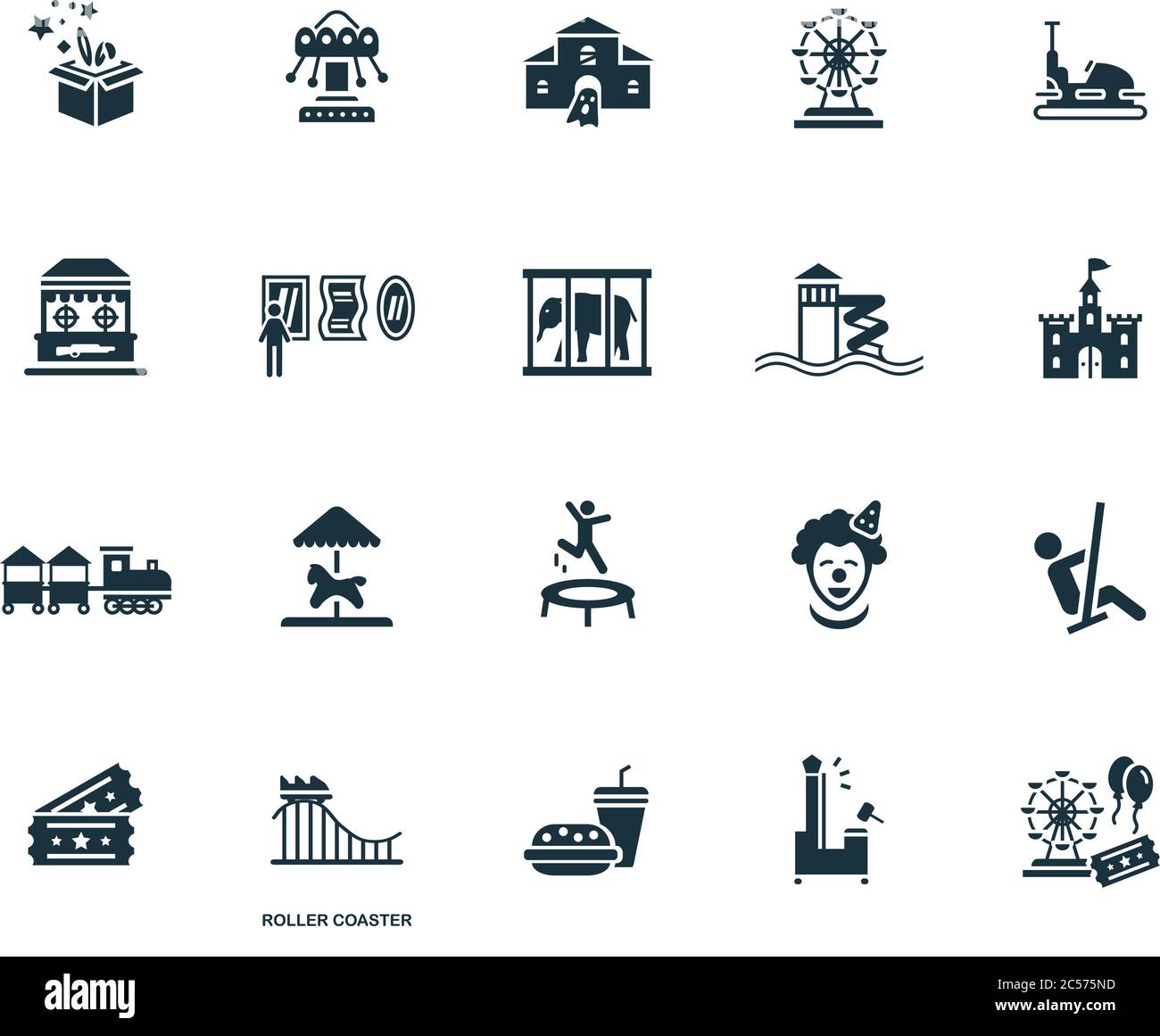 Roller Coaster icon. Simple element from amusement park collection ...