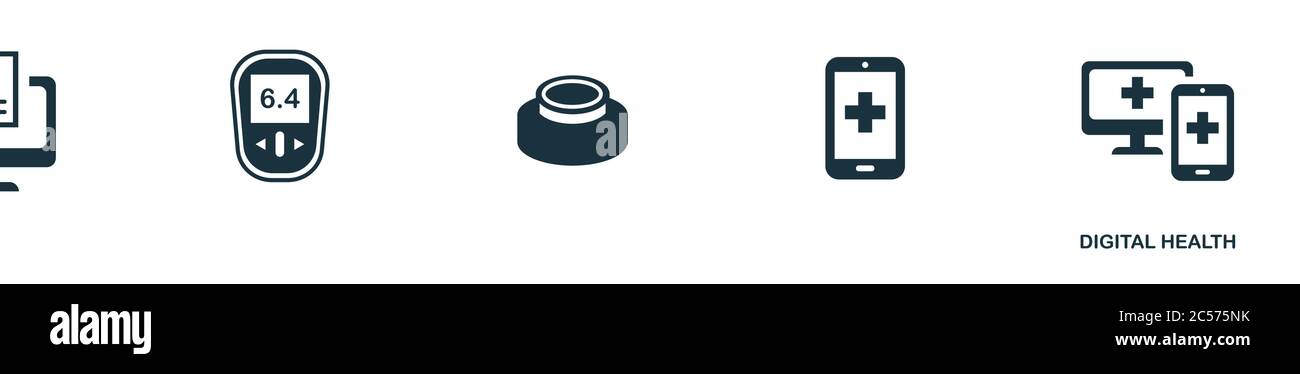 Digital Health icon. Monochrome simple Digital Health icon for ...