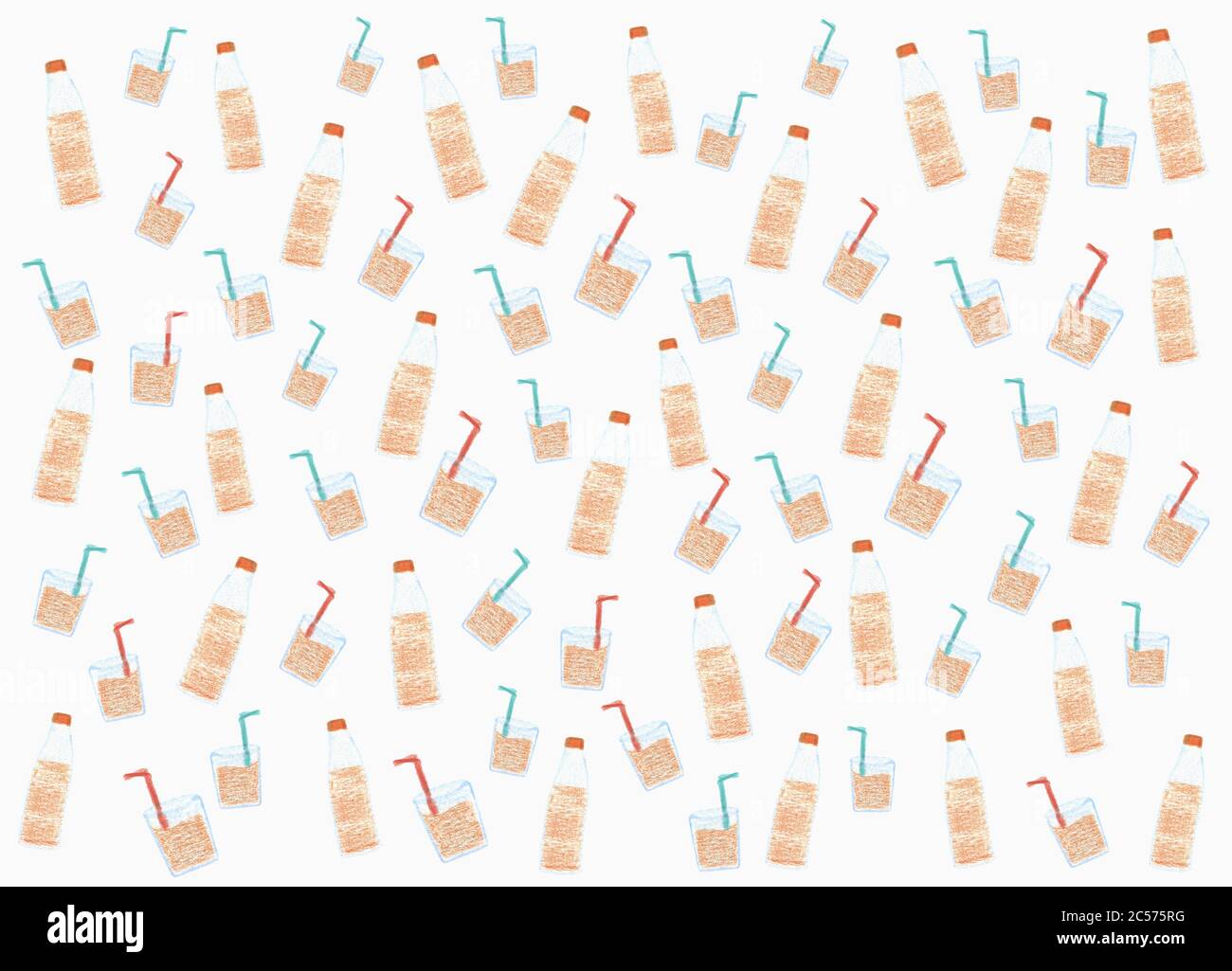 Illustration soda bottle and glass pattern on white background Stock ...