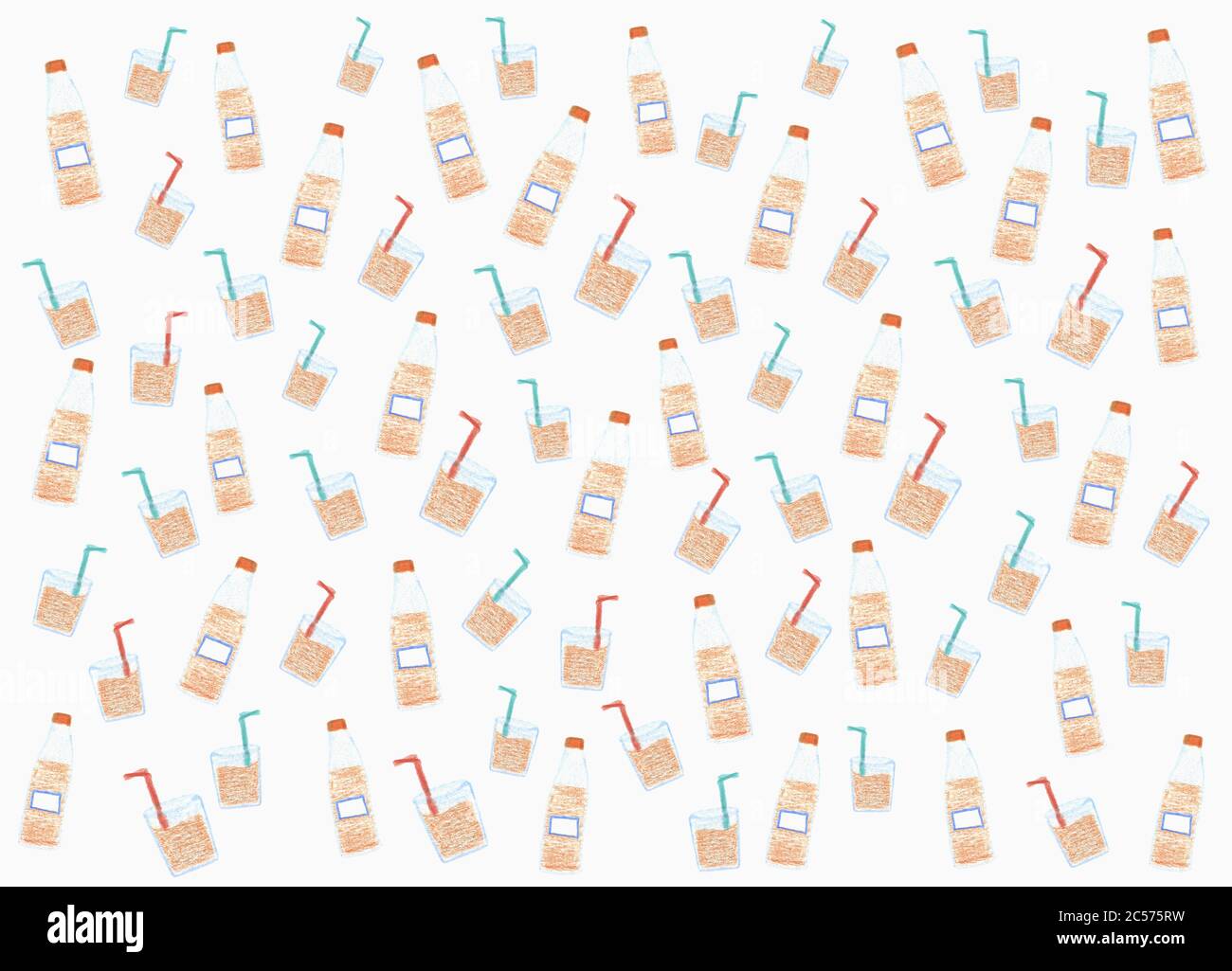 Illustration soda bottle and glass pattern on white background Stock ...