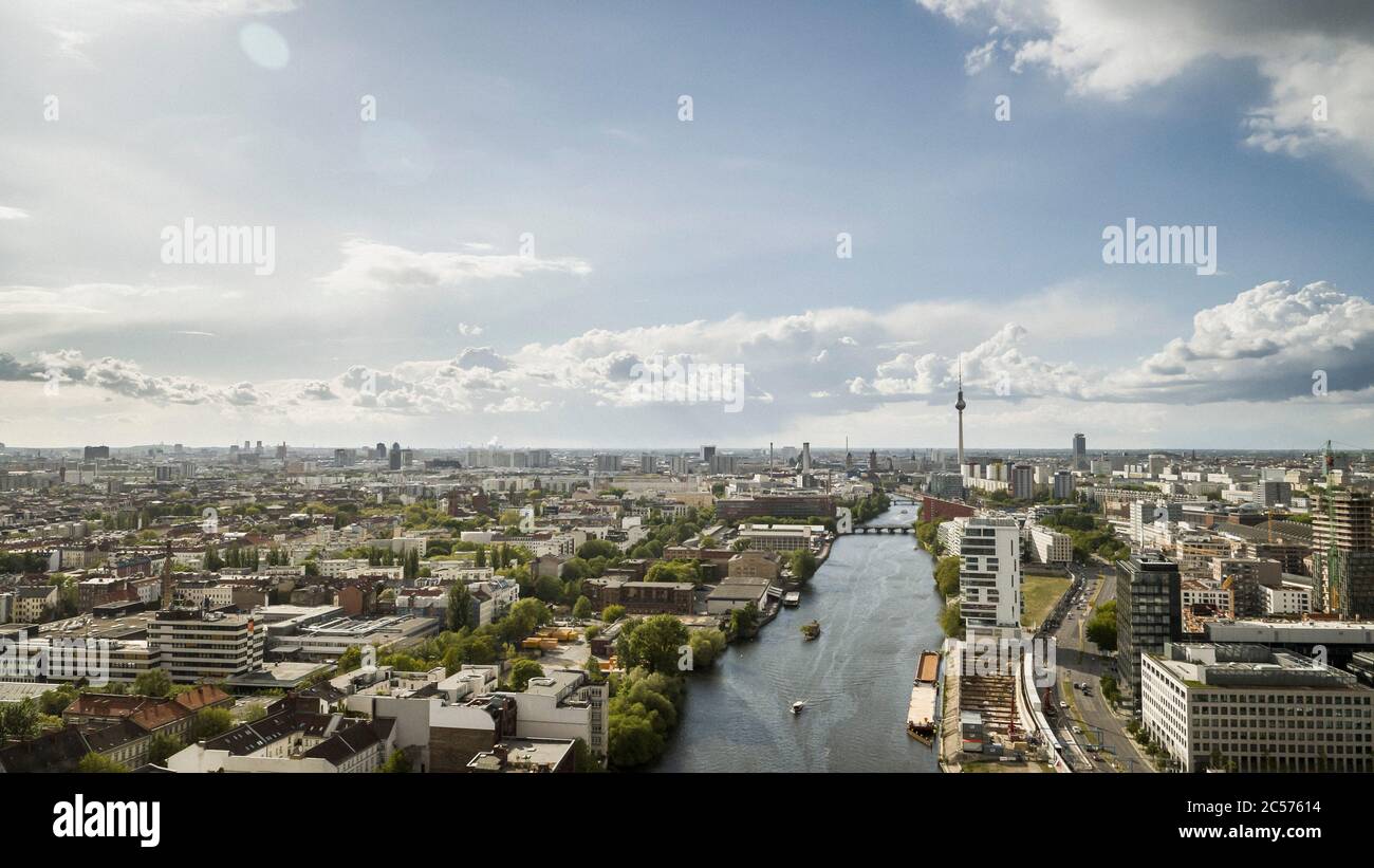 Sunny, scenic Berlin cityscape and Spree River, Germany Stock Photo - Alamy