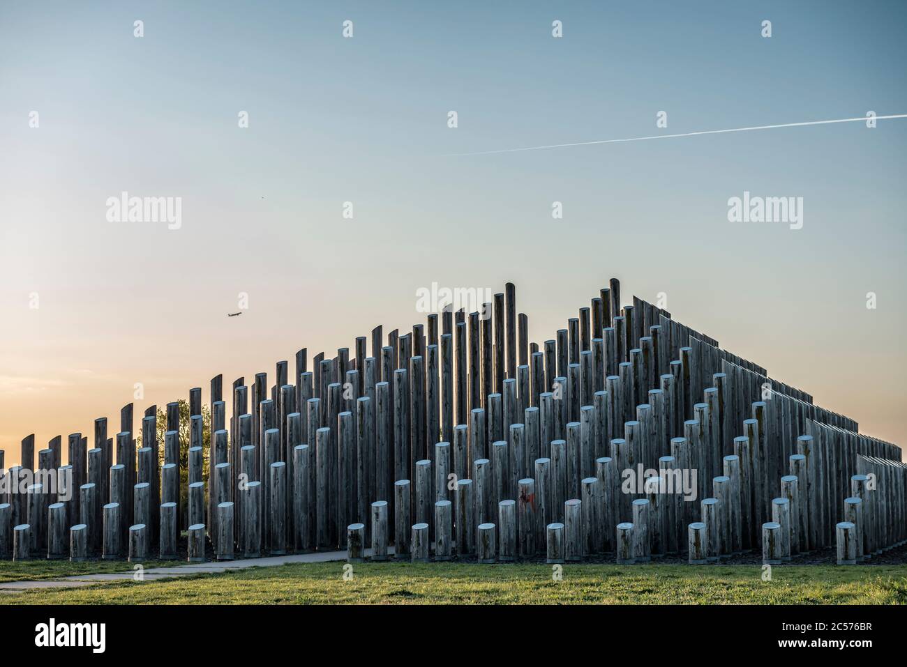 Dreieich, Hessen, Germany, pole pyramid in the regional park Rhein Main ...