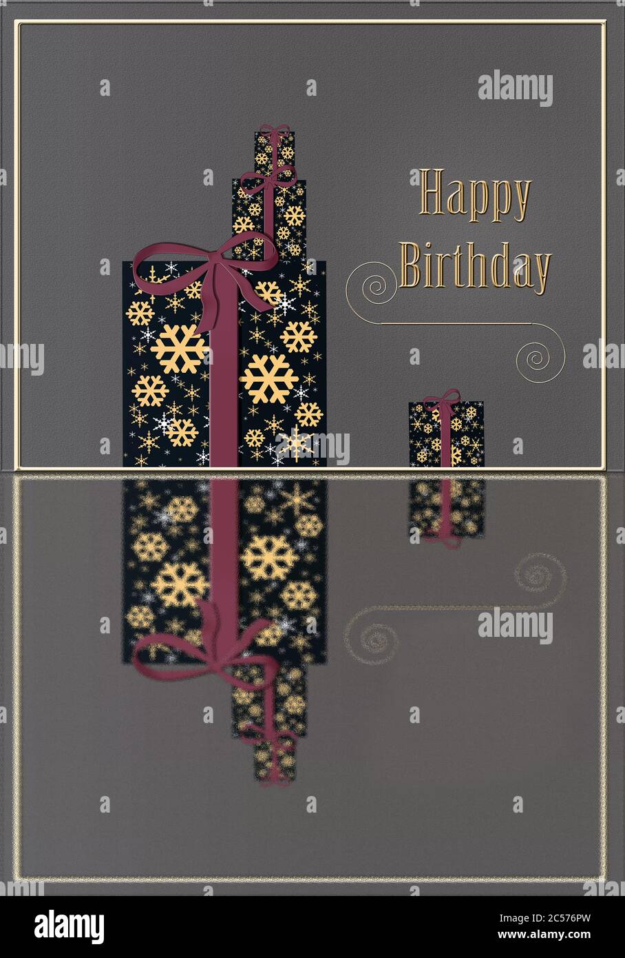 Stylish Happy Birthday text and gift boxes with bow on glitter gold ...