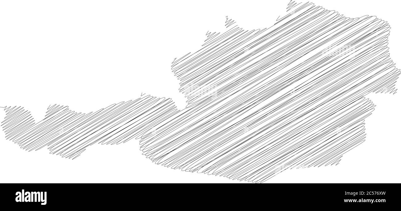 Austria - pencil scribble sketch silhouette map of country area with ...
