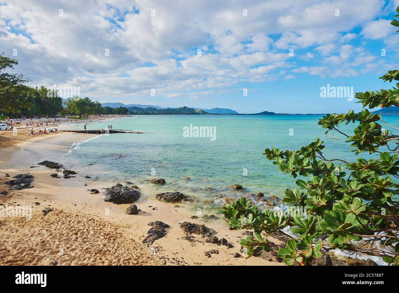 Beach landscape at Kailua Beach, Kailua Beach Park, Hawaiian Island of ...