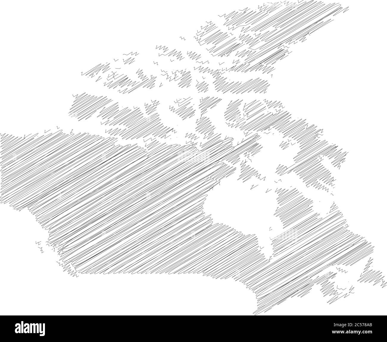 Canada - pencil scribble sketch silhouette map of country area with ...