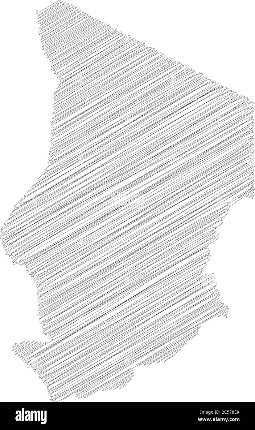 Chad - pencil scribble sketch silhouette map of country area with ...