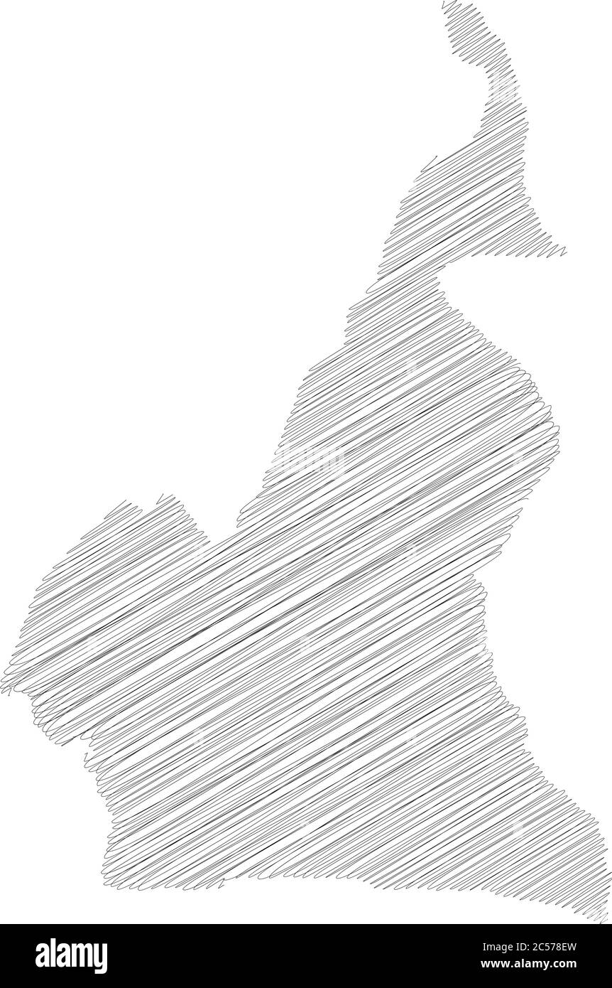 Cameroon Pencil Scribble Sketch Silhouette Map Of Country Area With