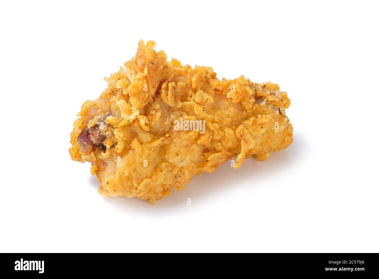 Photo of crispy yellow fried chicken legs on white background Stock ...