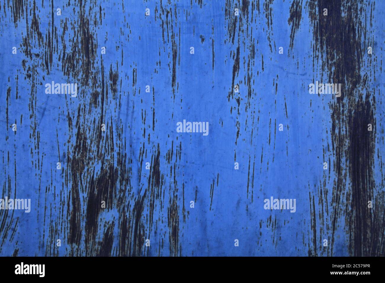 Metallic blue wall, texture, background. Rusty, blue surface with ...