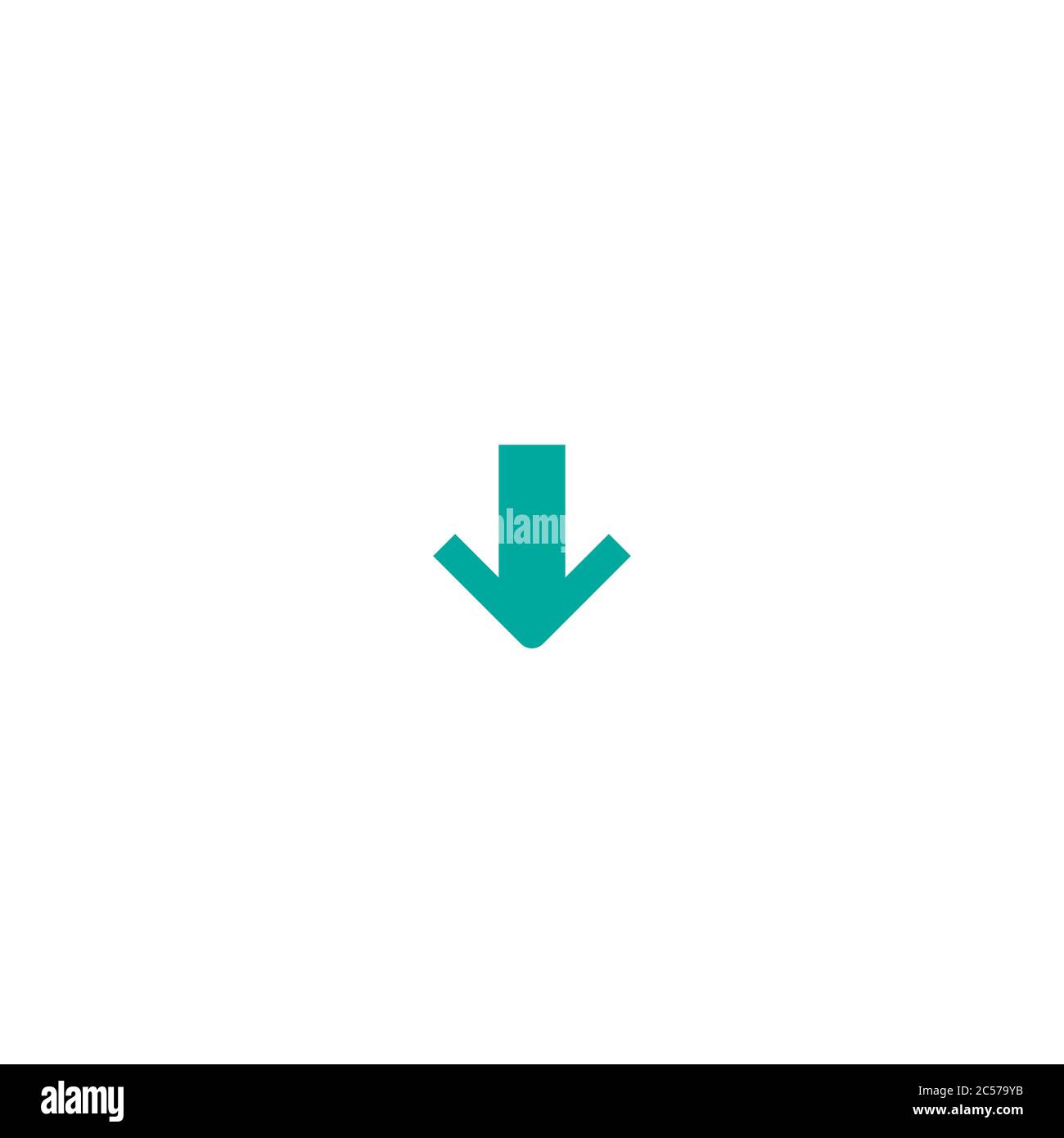 blue rounded arrow down icon. flat download sign isolated on white ...