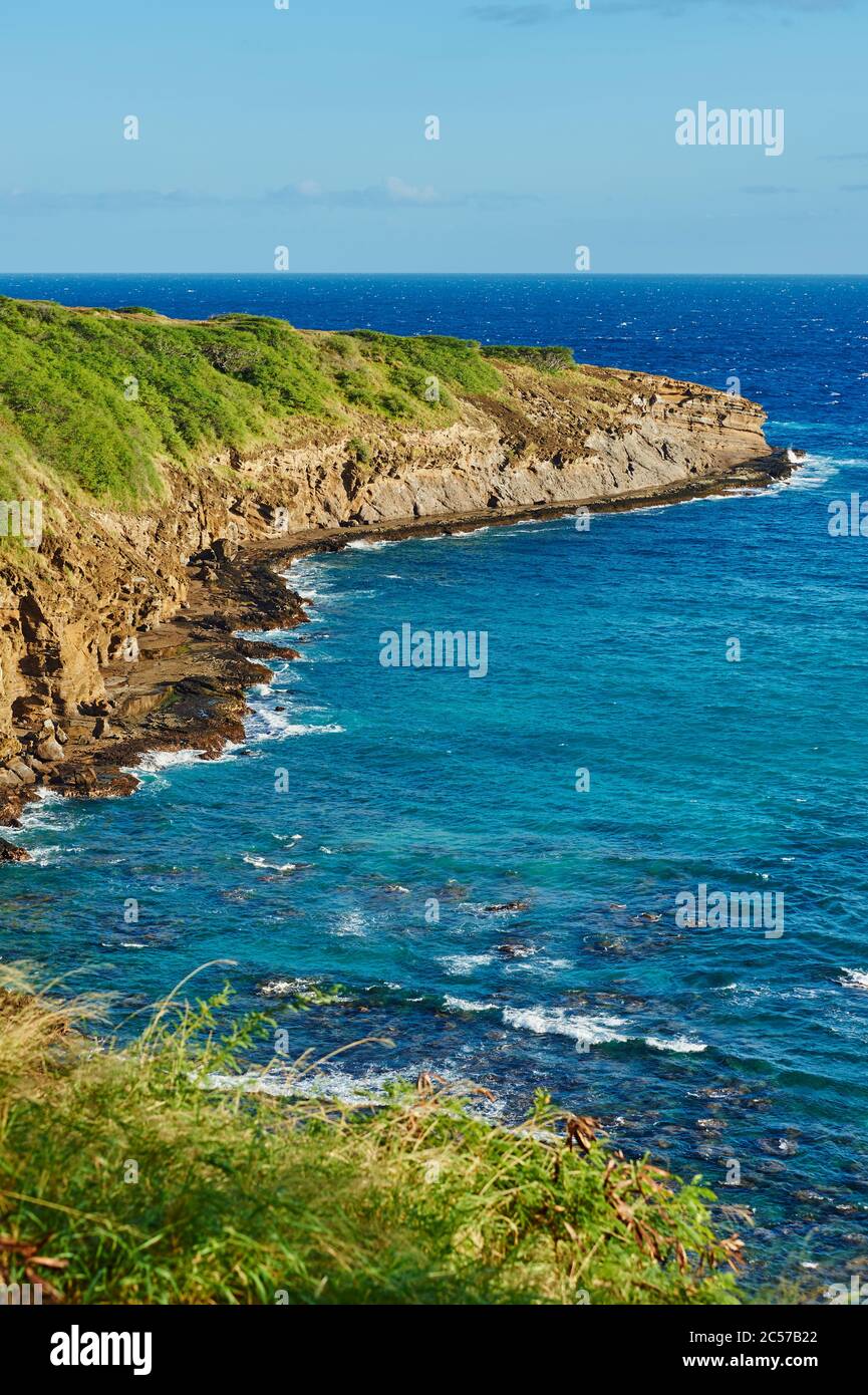 Hanauma Bay beach landscape, north coast, Hawaiian island of Oahu, Oahu ...