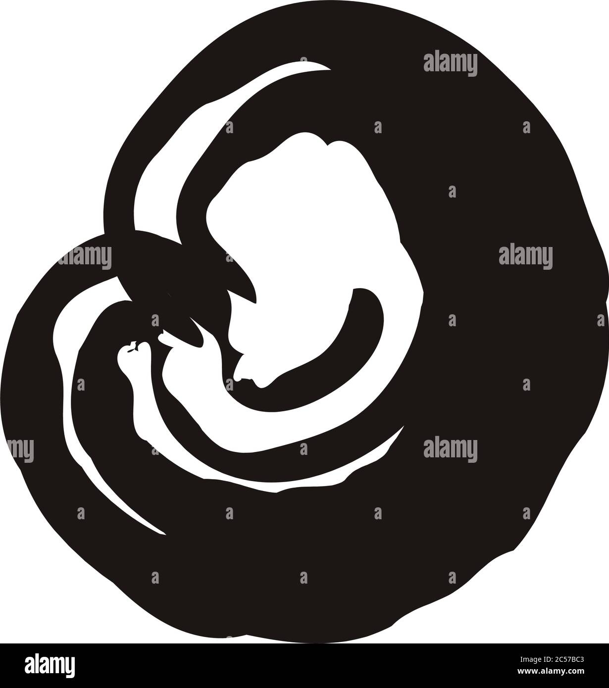 circular stain creative design with brush stroke silhouette style ...