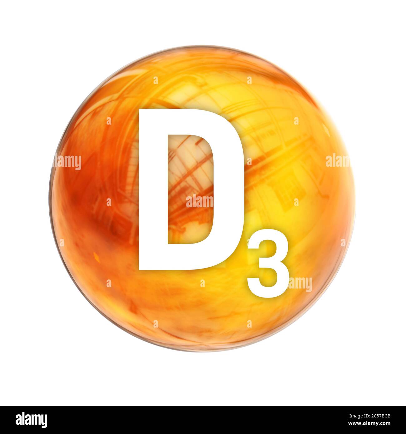 Vitamin D3 sphere molecule for healthcare medical pharmacy. Shining ...