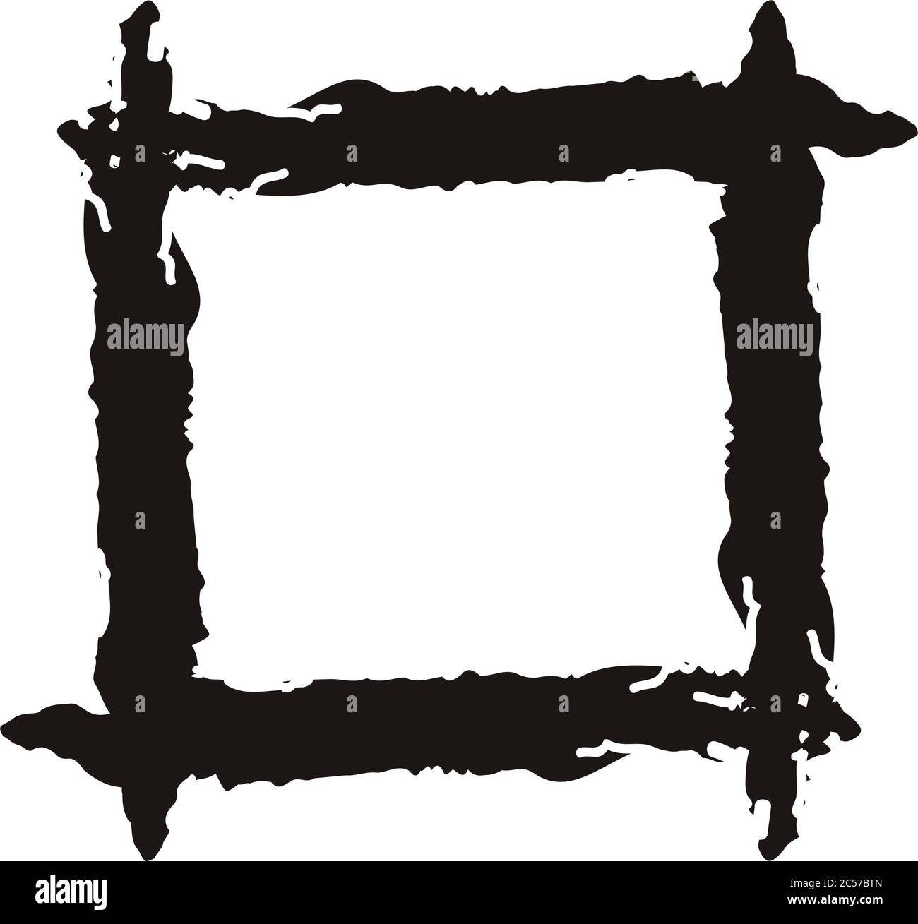 square figure creative design with brush stroke silhouette style vector ...