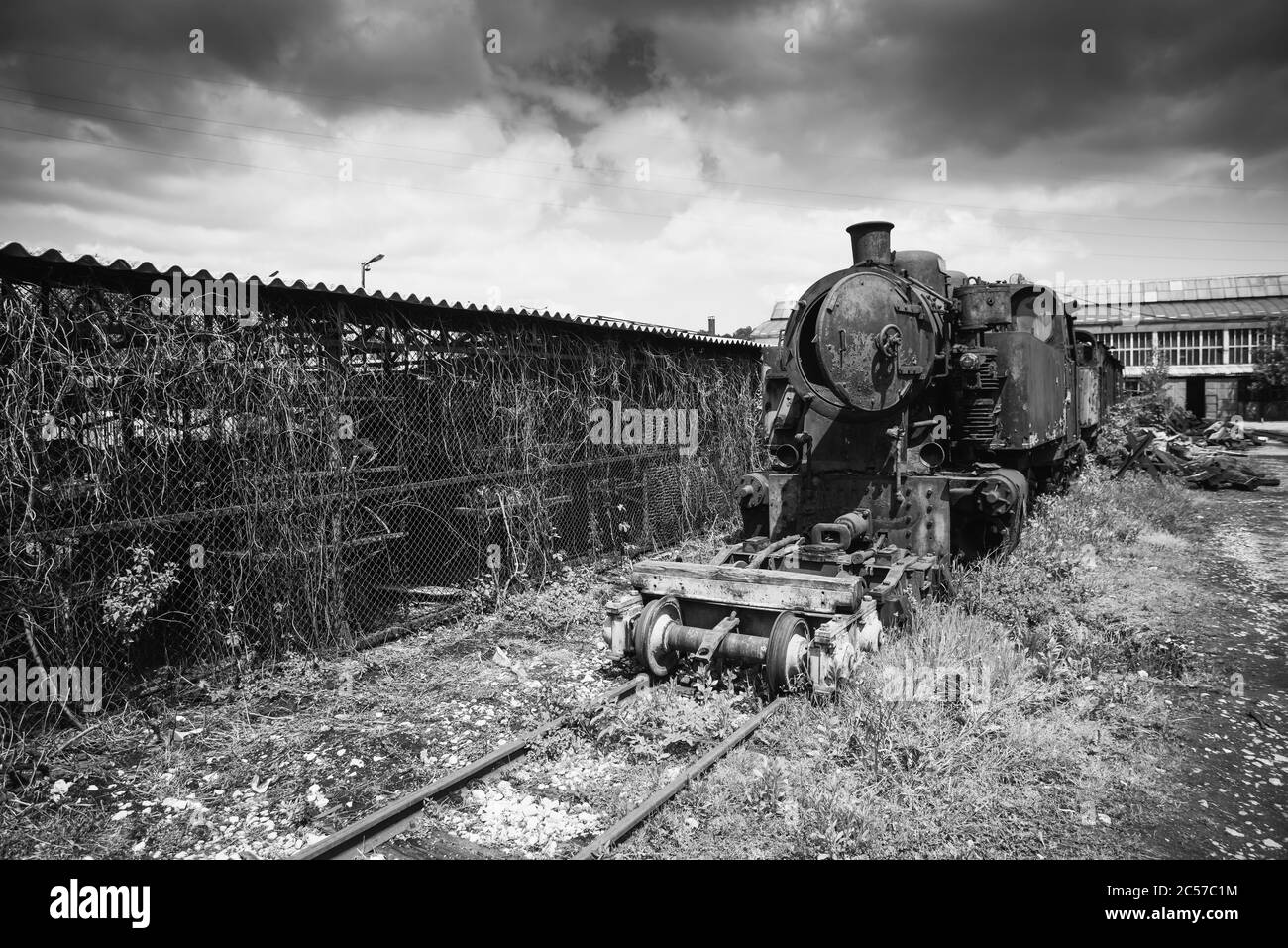 runaway train.old locomotive steam powered Stock Photo - Alamy