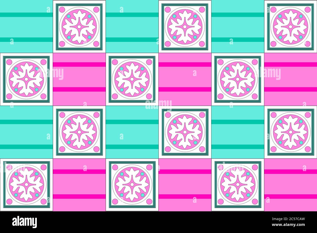 Abstract wallpaper with pink and turquoise square shapes with geometric ...