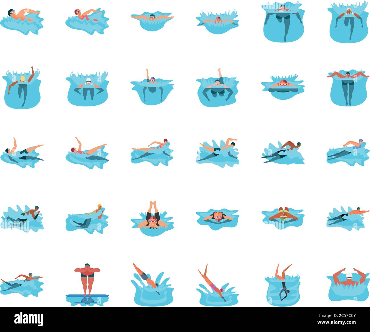 Cartoon swimmer woman hi-res stock photography and images - Alamy