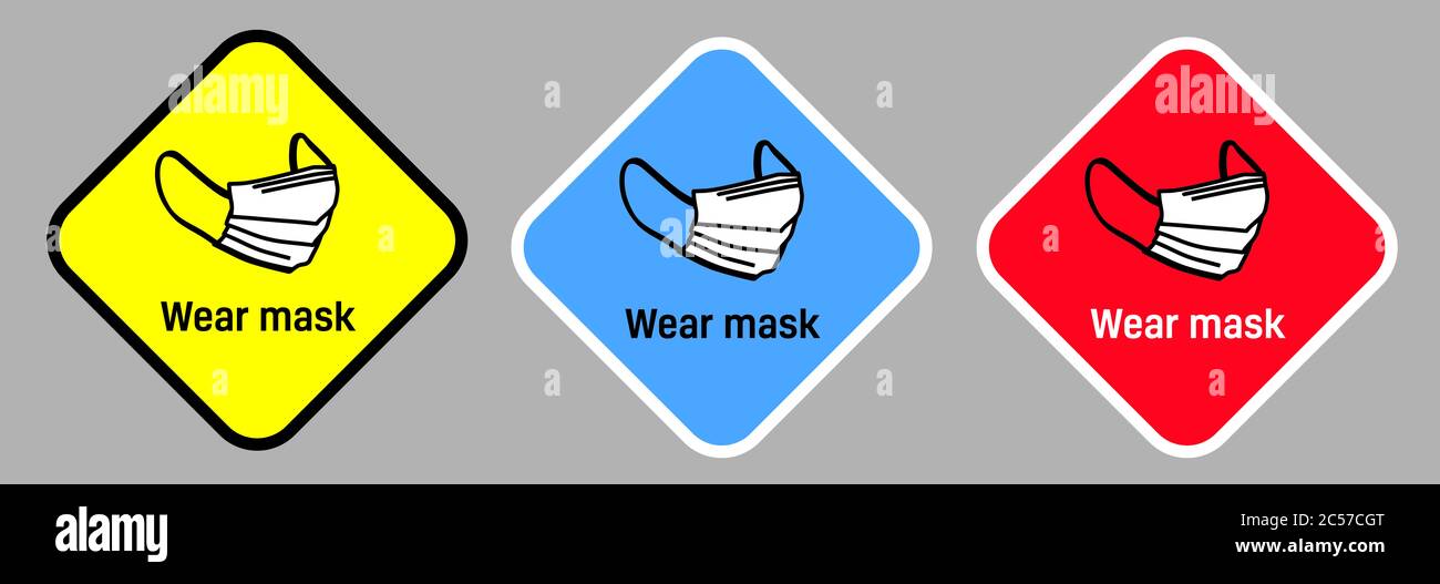 Wear mask. Safety sign. Coronavirus safety principles symbols Stock ...