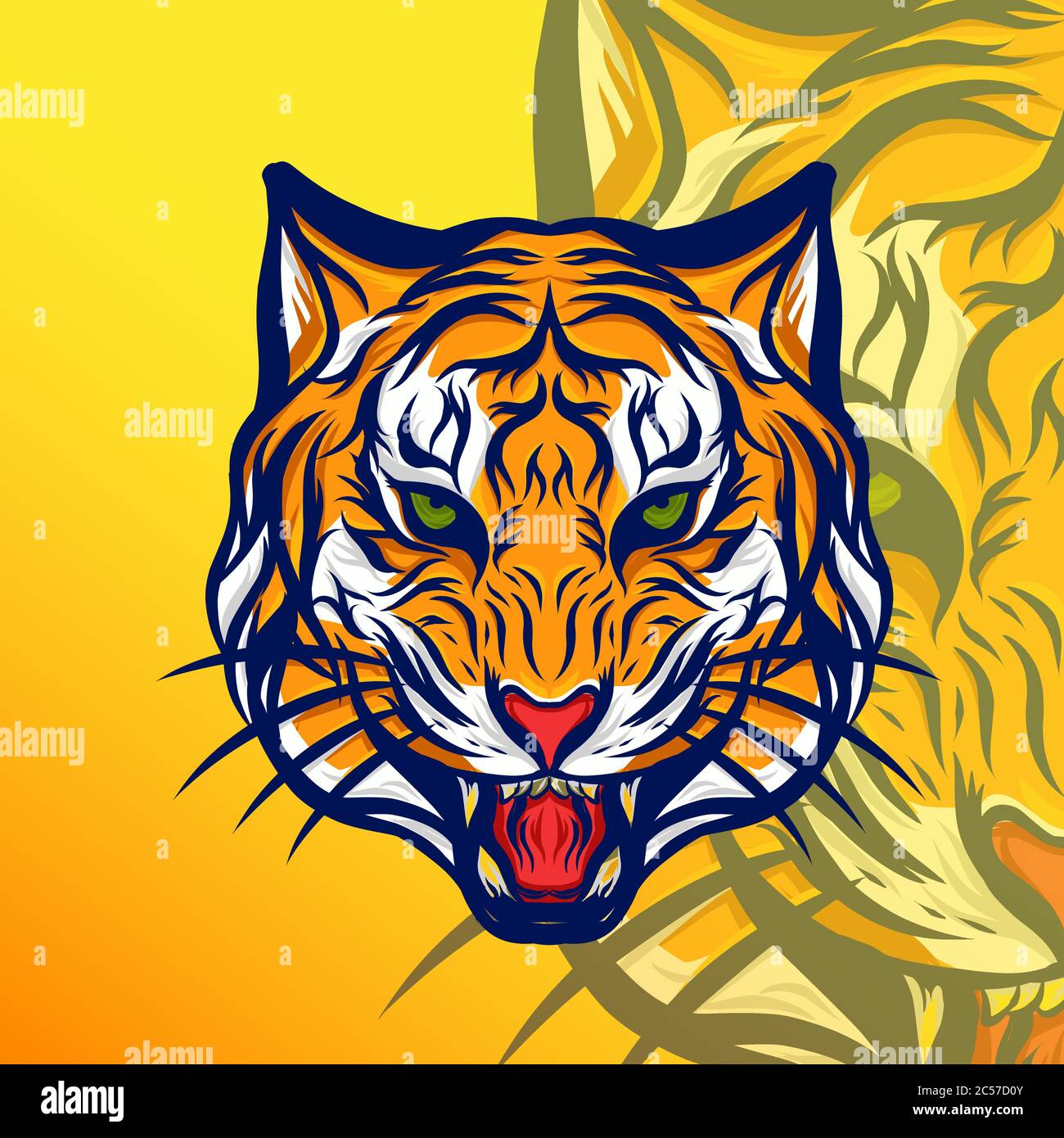 Aggressive angry tiger head vector design. Best illustration design for ...