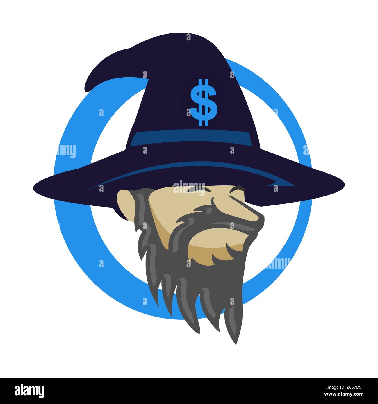 Head cartoon of wizard with dollar symbol in hat. Best illustration ...