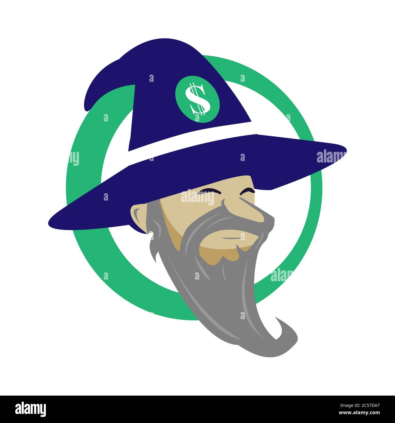 Head cartoon of wizard with dollar symbol in hat. Best illustration ...