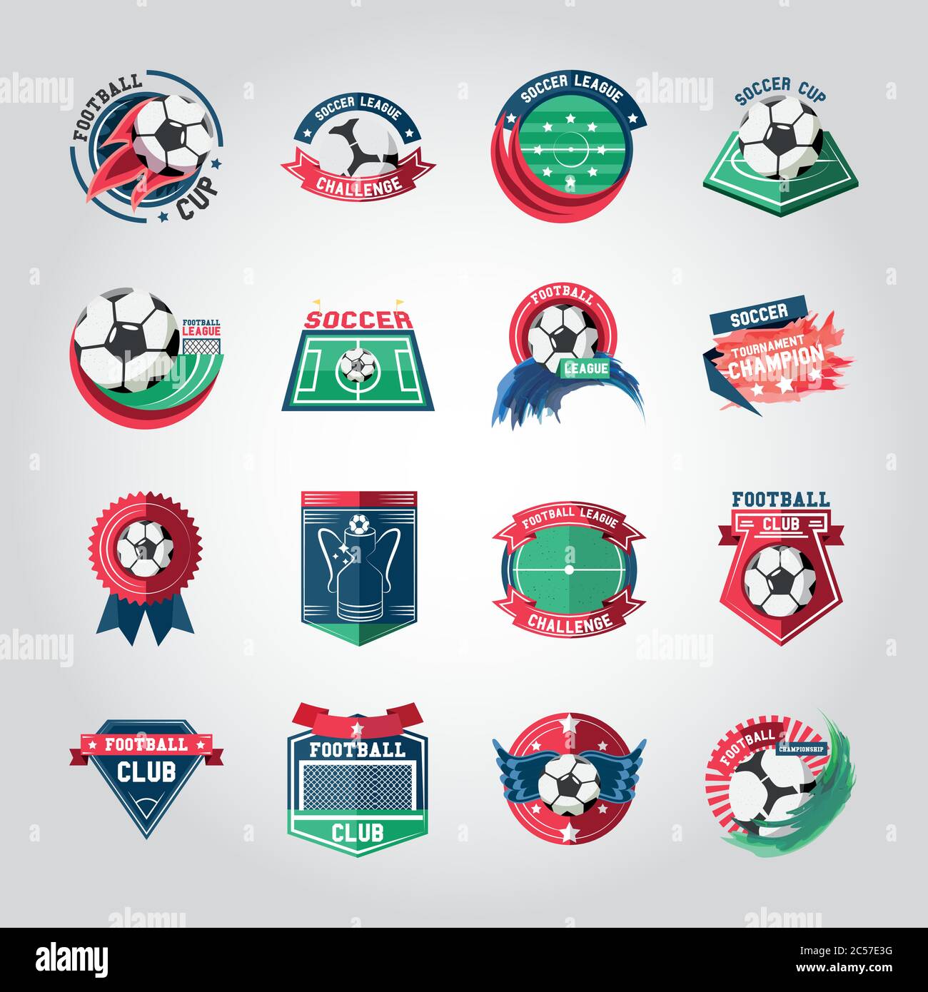 detailed style icon set design, Soccer football club cup league ...