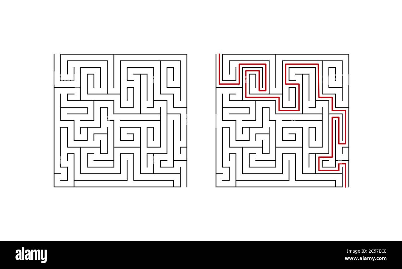 Labyrinth maze game for children. Simple puzzle with solution isolated ...