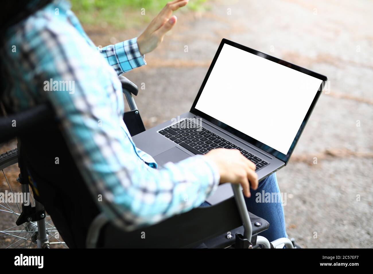 Female waving with hand Stock Photo - Alamy