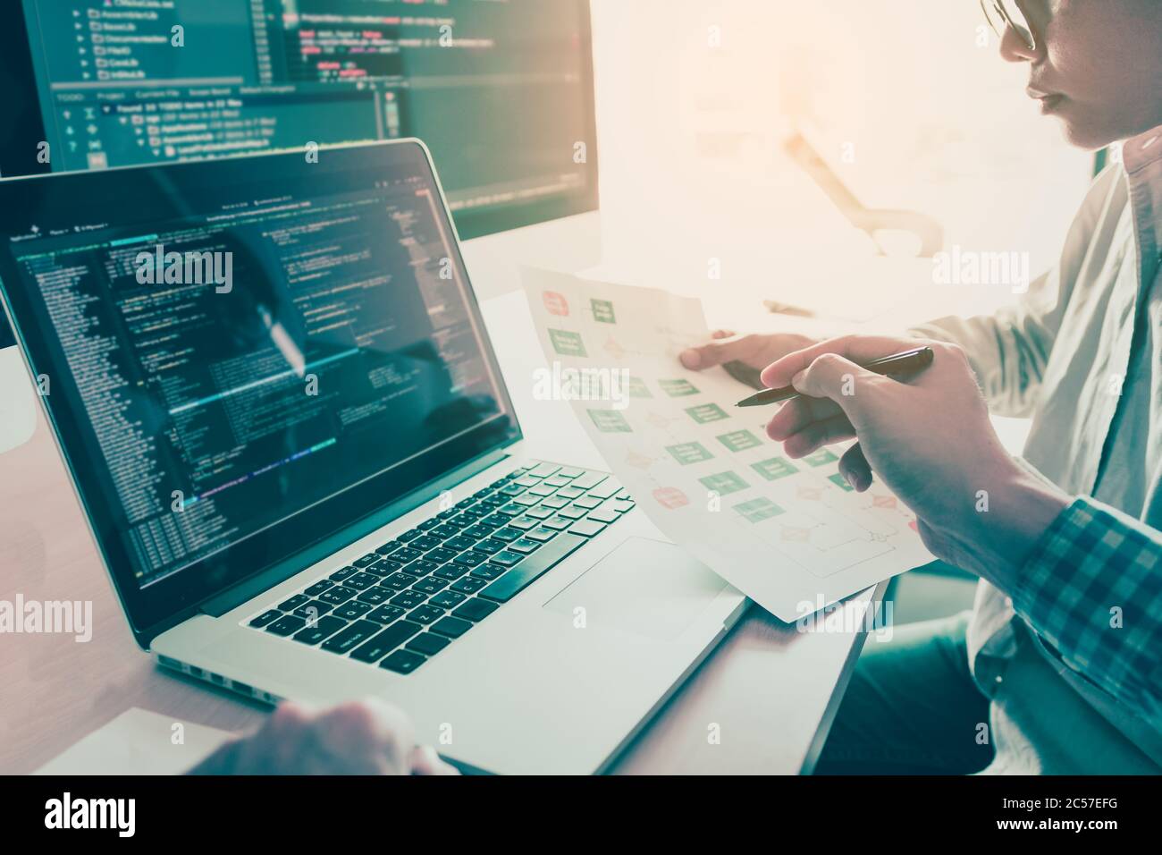 Two People Coding Code Program Programming Developer Computer Web Development Coder Working