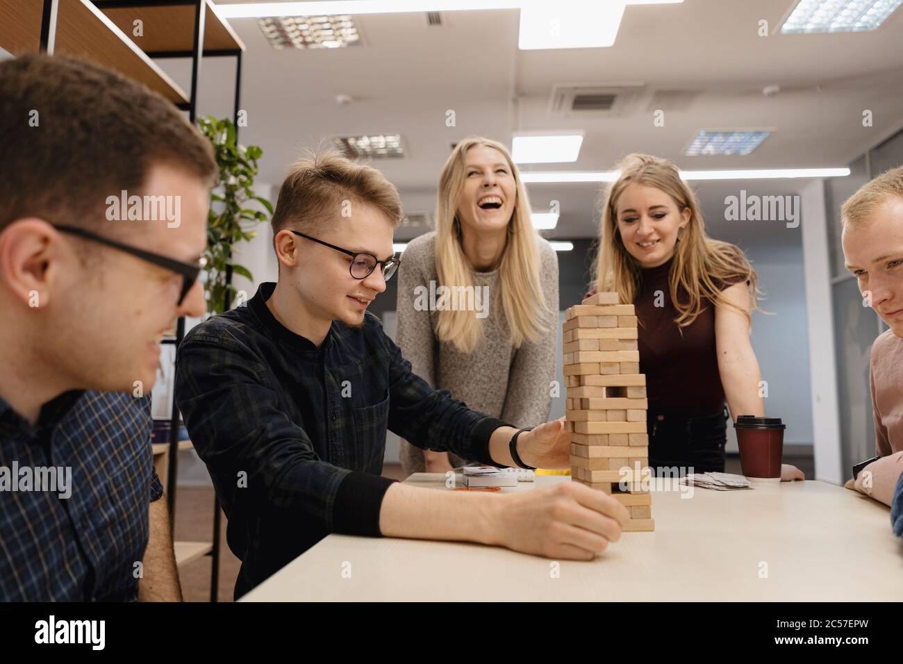 Relaxing office table group hi-res stock photography and images - Alamy