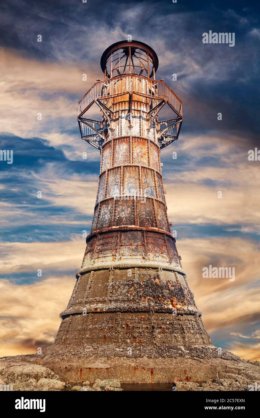 Whitford Lighthouse a cast iron Victorian ruin on the north coast of ...