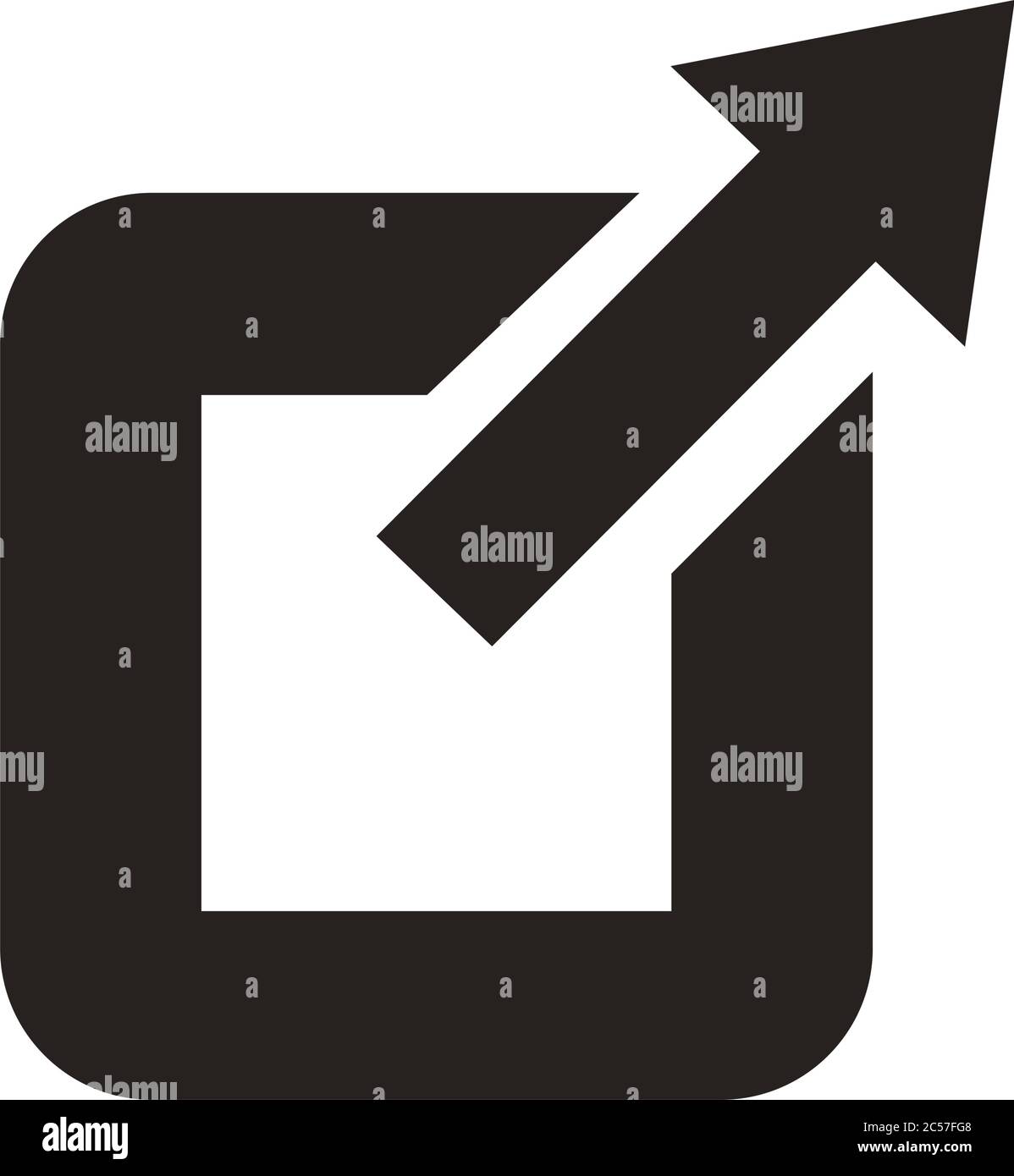 square with arrow up direction silhouette style icon vector ...