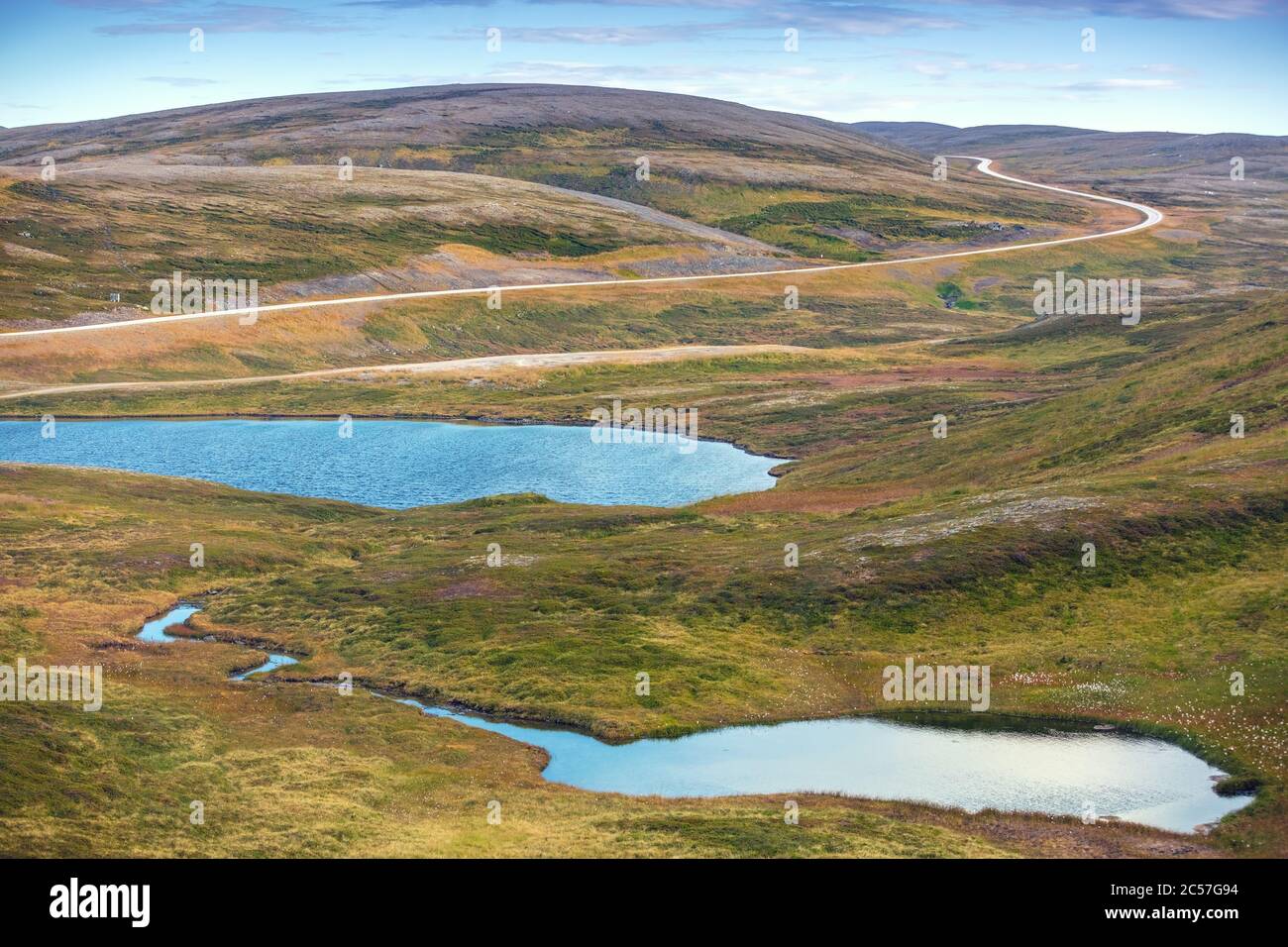 Arctic lake in summer. Wild nature of Norway. Nordkapp, Mageroya island ...