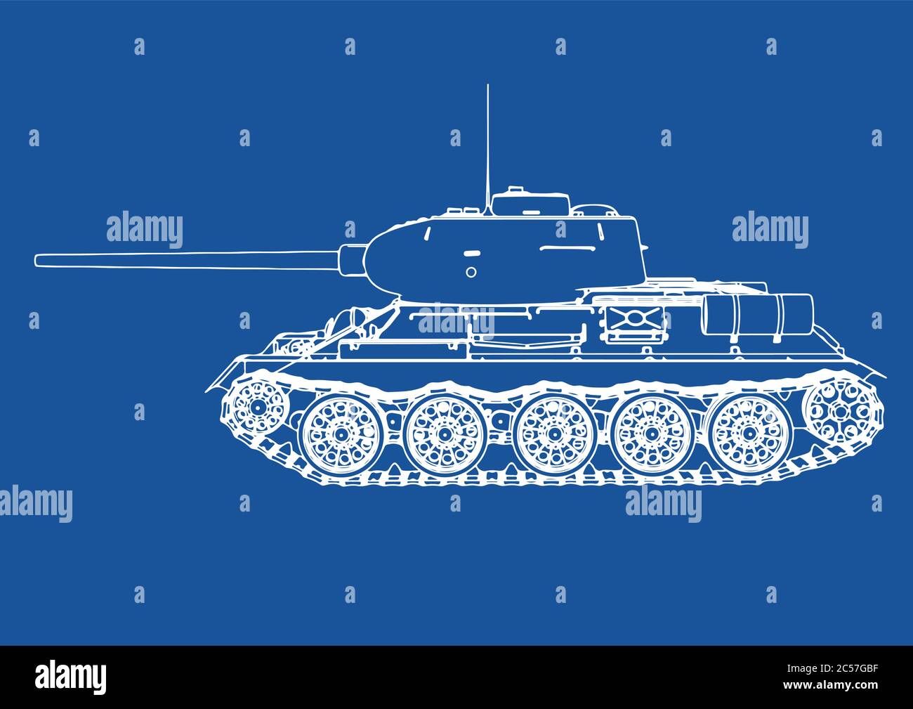 drawing of a tank on a blue background vector Stock Vector Image & Art ...