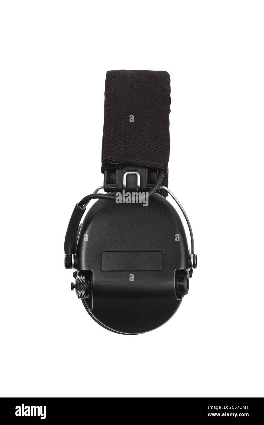 Modern active protective earphones isolate on a white background. A ...