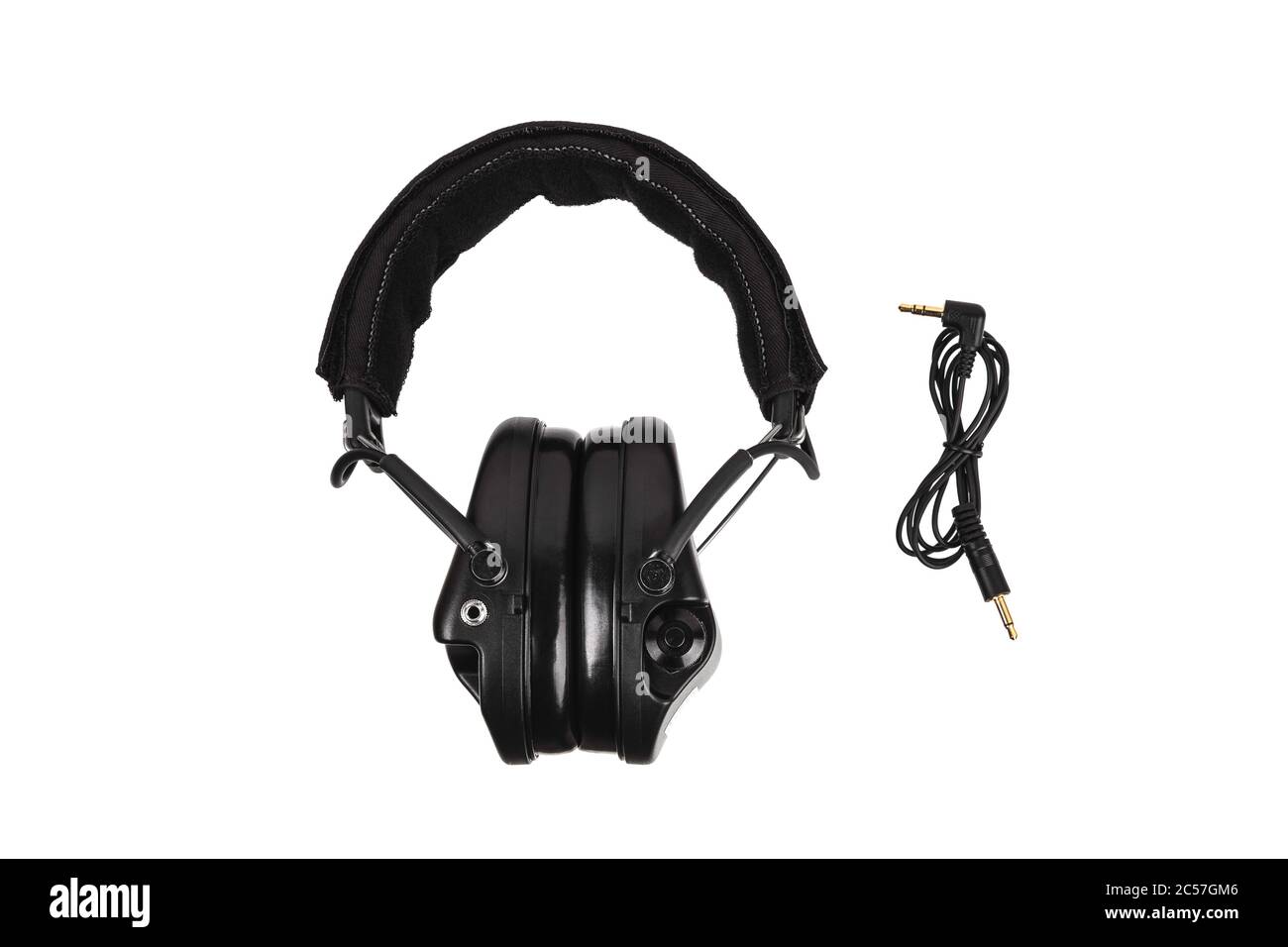 Modern active protective earphones isolate on a white background. A ...