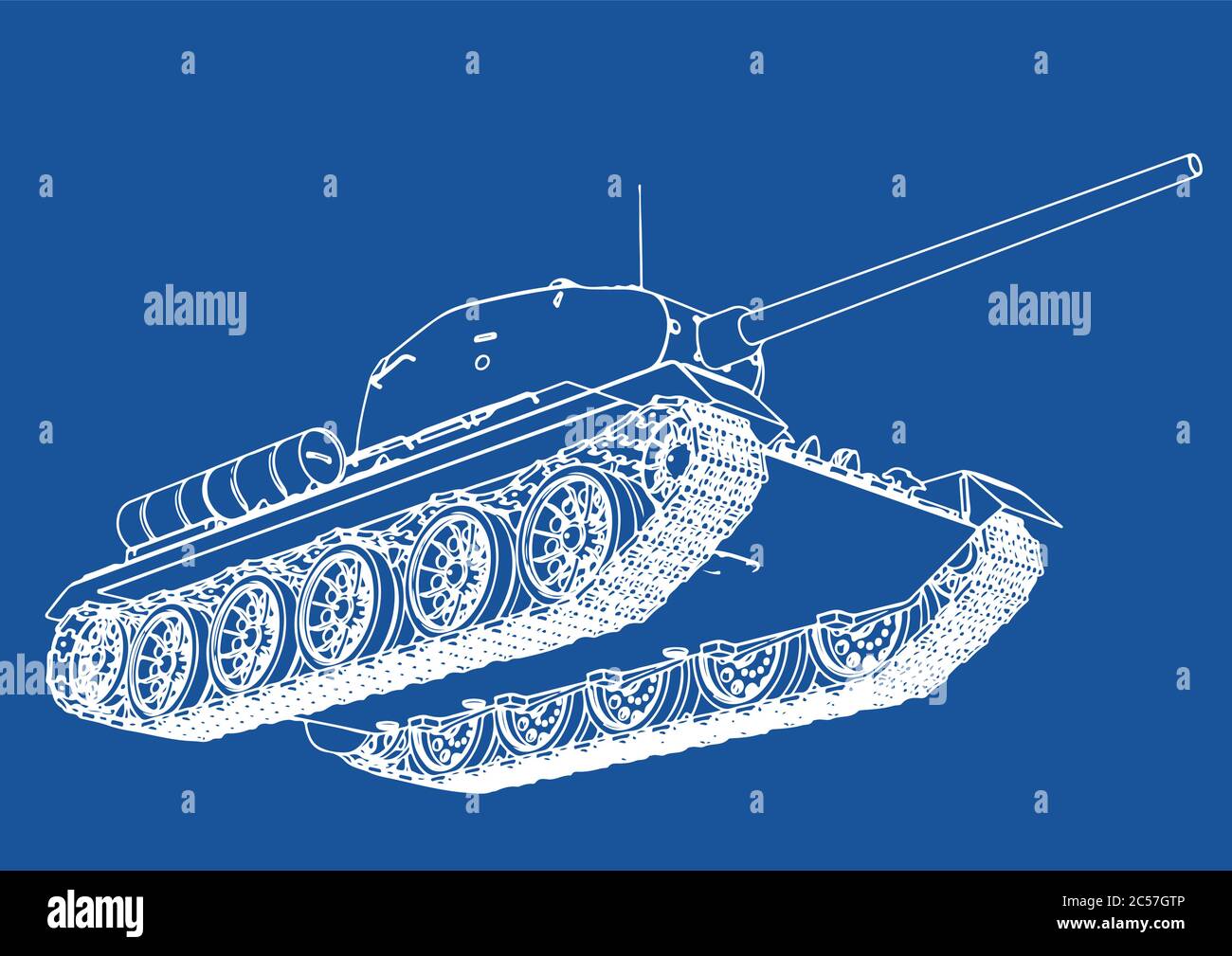 drawing of a tank on a blue background vector Stock Vector Image & Art ...