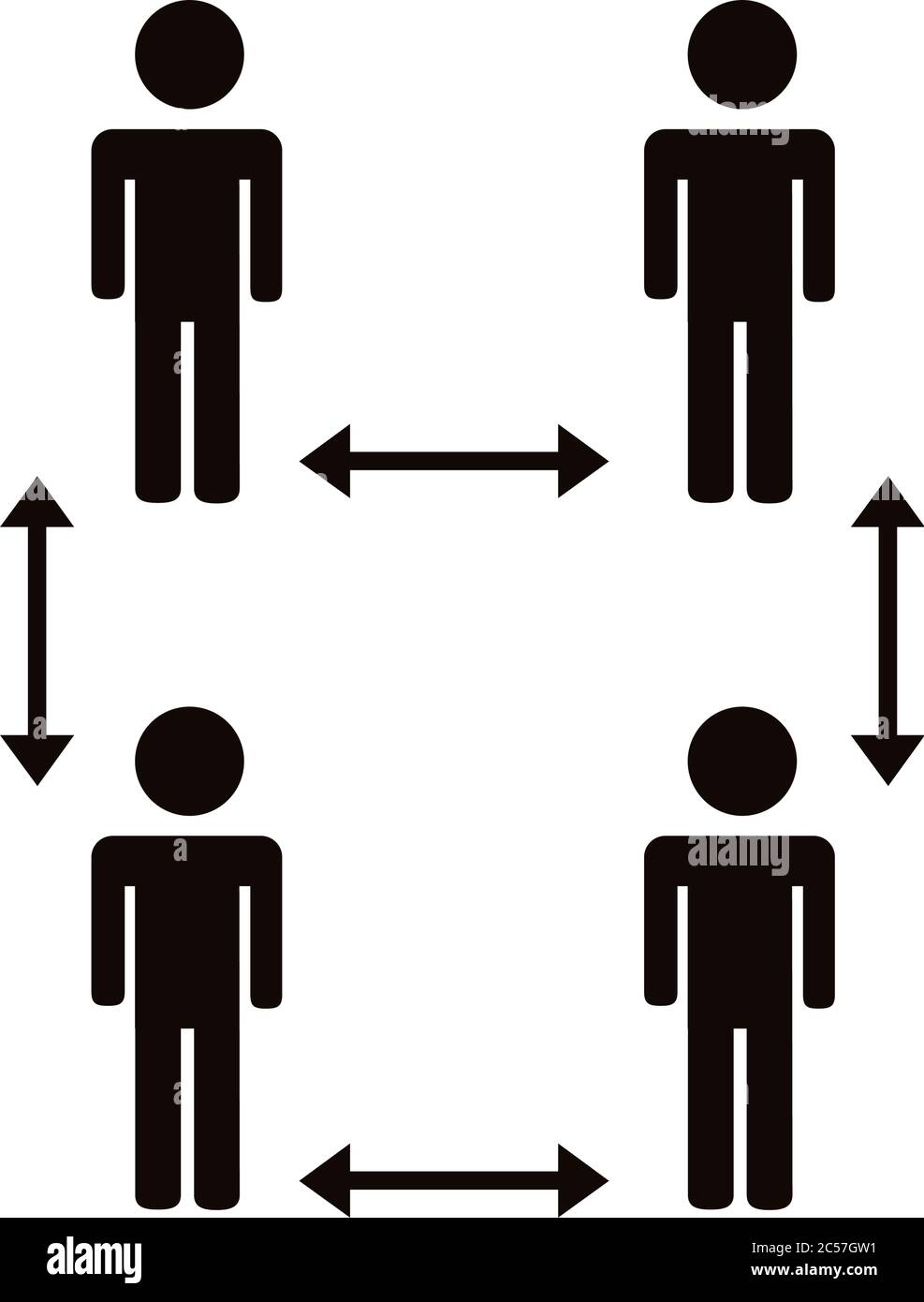 group of humans distance social silhouette style vector illustration ...