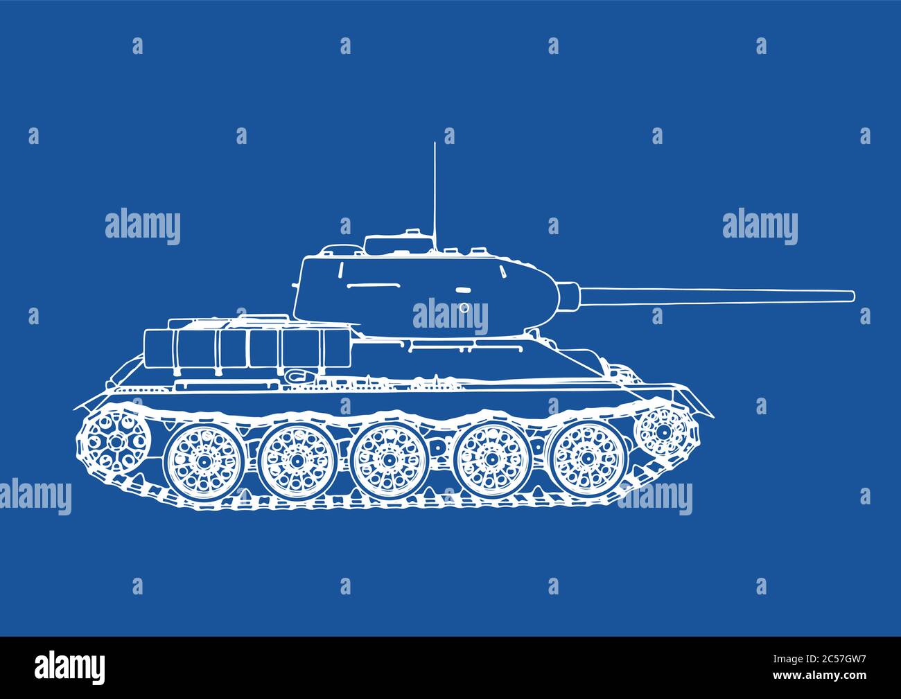 drawing of a tank on a blue background vector Stock Vector Image & Art ...