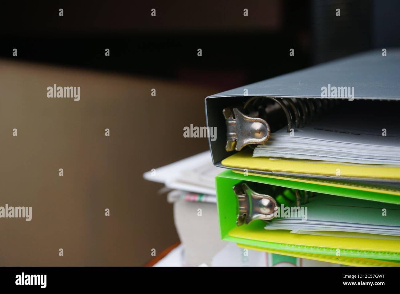 Closeup shot of colorful office files on the table Stock Photo - Alamy